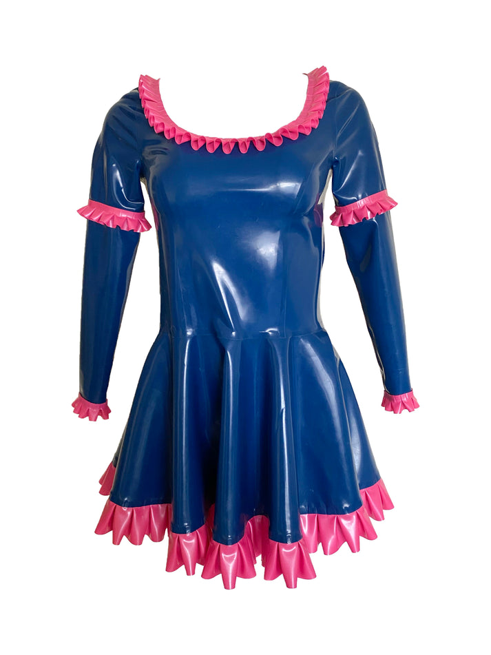 Latex Mini Maid Dress with Long Sleeves and optional Apron – Black ...