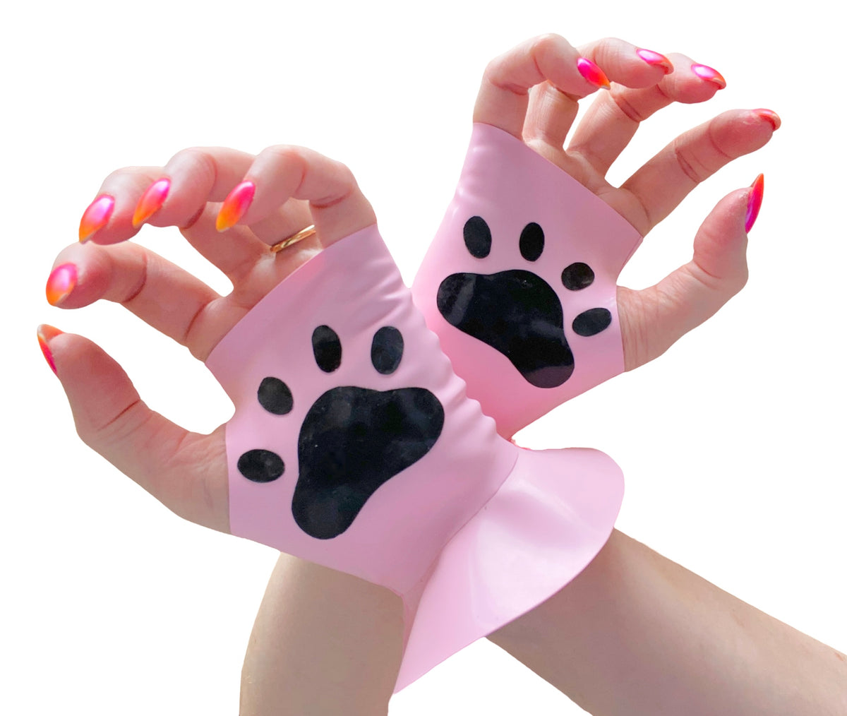Latex Paw Print Ruffle Fingerless Gloves – Black Sheep Latex